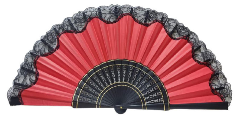 Abanico para baile flamenco con encaje - 60x33 cm | Flamenco Spain